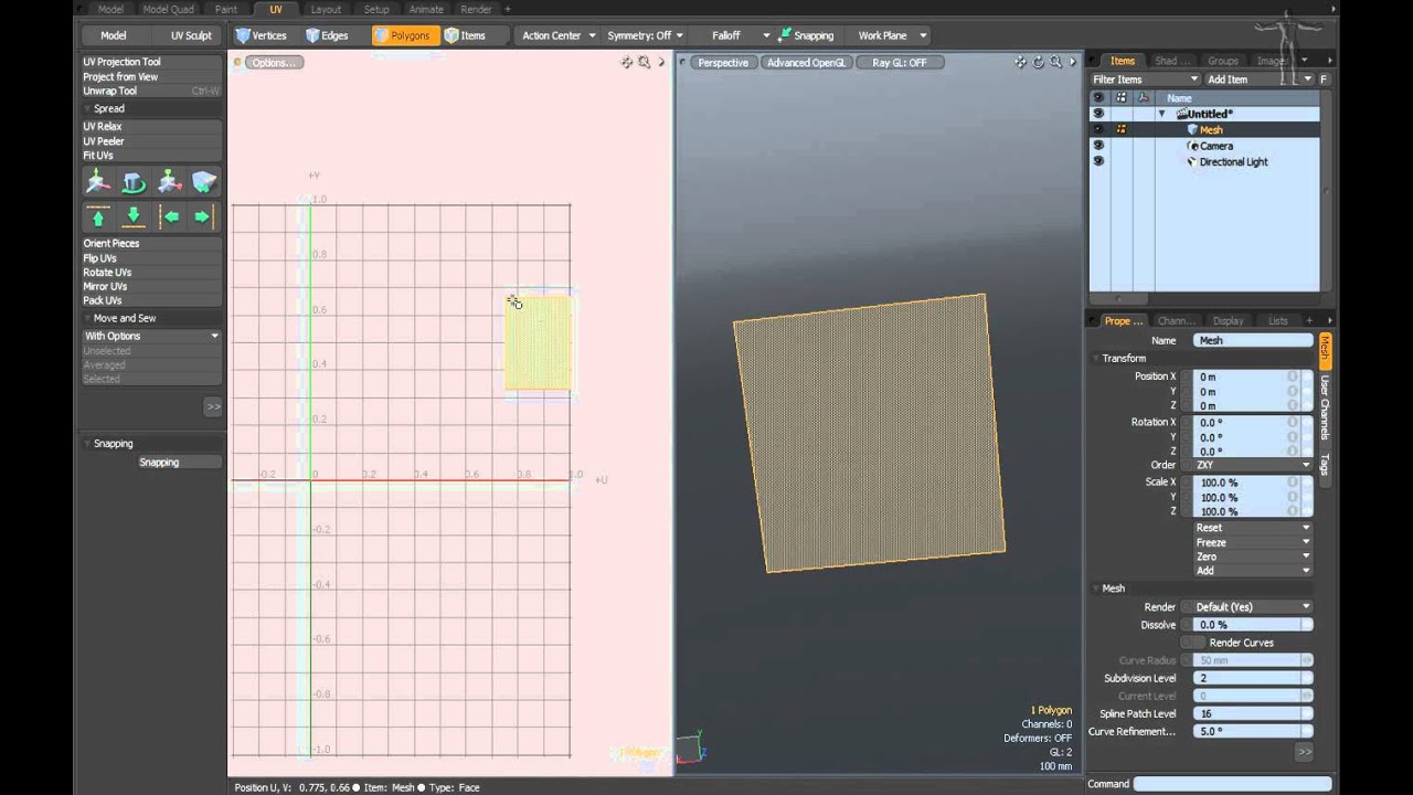 Введение в MODO. Часть 23 : UV - Projection Tool 1. - YouTube