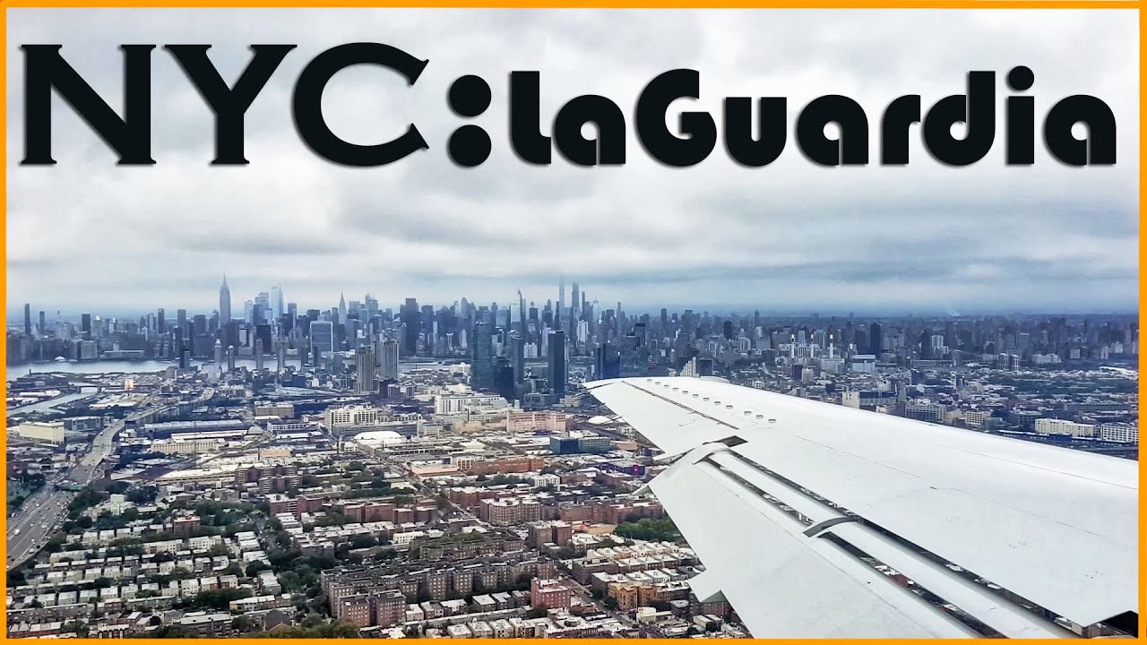 Final approach & landing at NYC Laguardia airport - Scenic view on ...