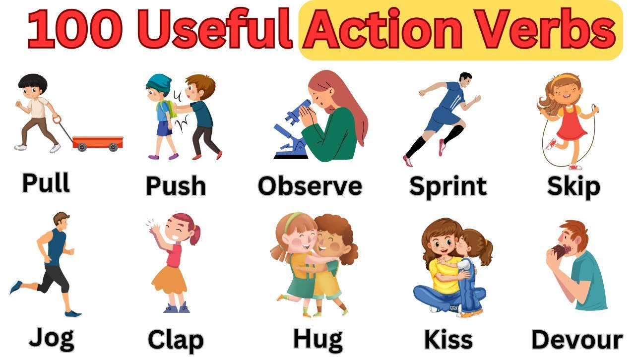 Action words || 100 action words with picture@bowwowkidsTV-mg1ci - YouTube