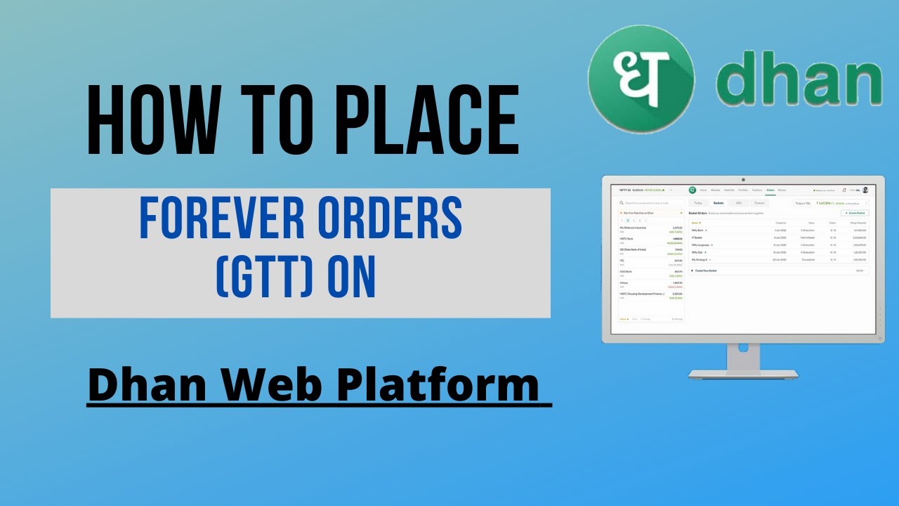 How to Place a Forever Order - GTT On Dhan Web Platform || IN HINDI ...