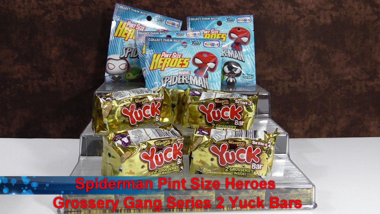 Grossery Gang Series 2 Yuck Bars and Spider-man Pint Size Heroes - YouTube