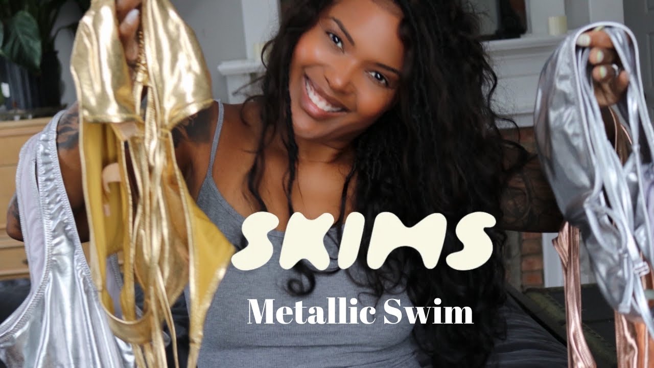 Skims Metallic Swim Try On Haul - YouTube