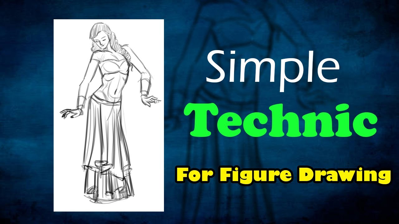 Female figure drawing, gesture drawing, Simple drawing technic - YouTube