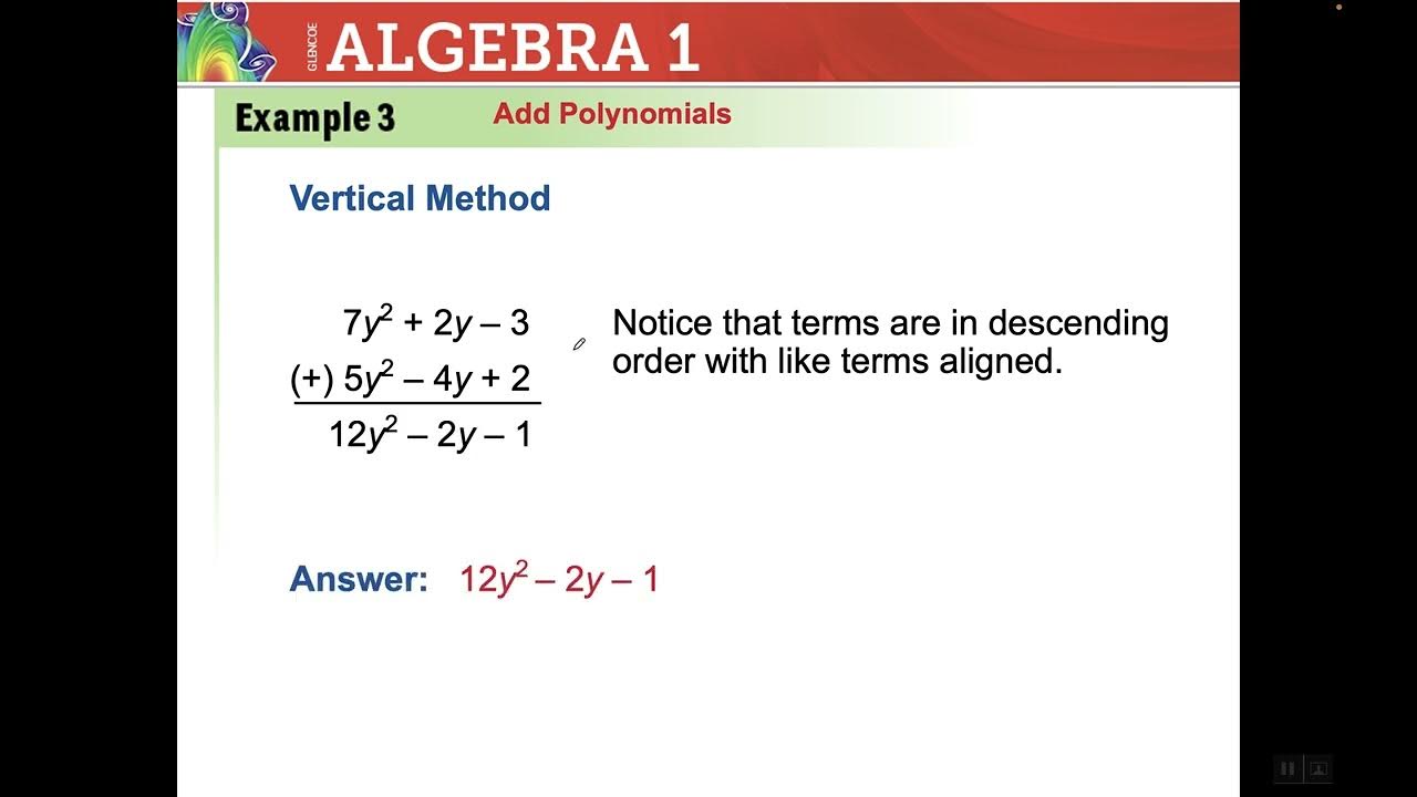 Alg polynomials 8 1 - YouTube