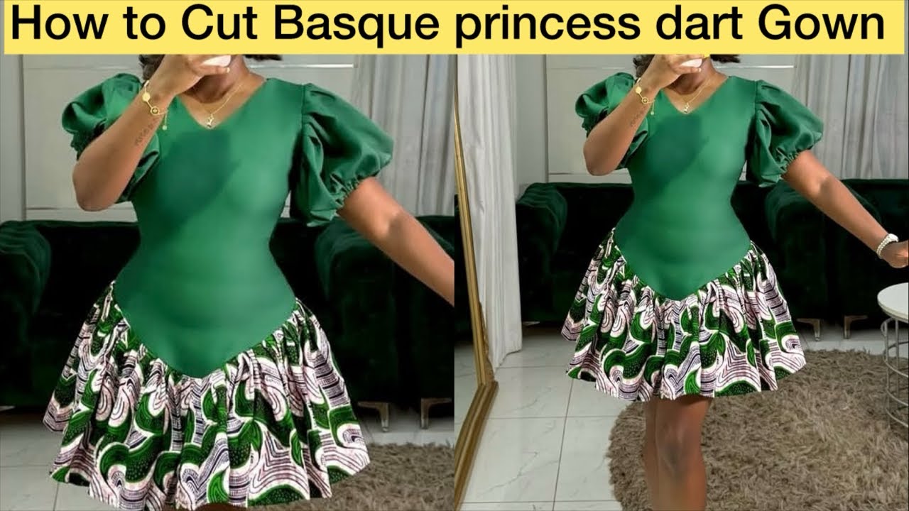 How to cut Basque princess dart Gown - YouTube