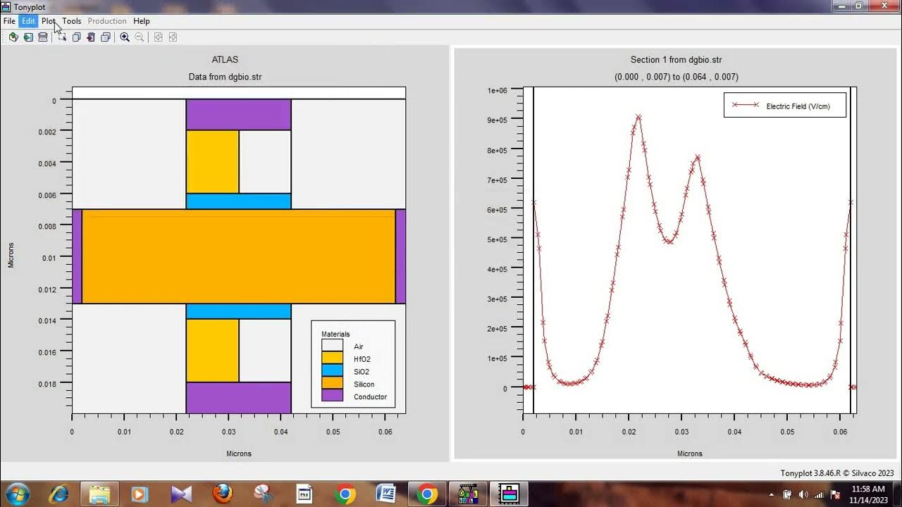 Exporting electric field Excel data in Silvaco ATLAS - YouTube