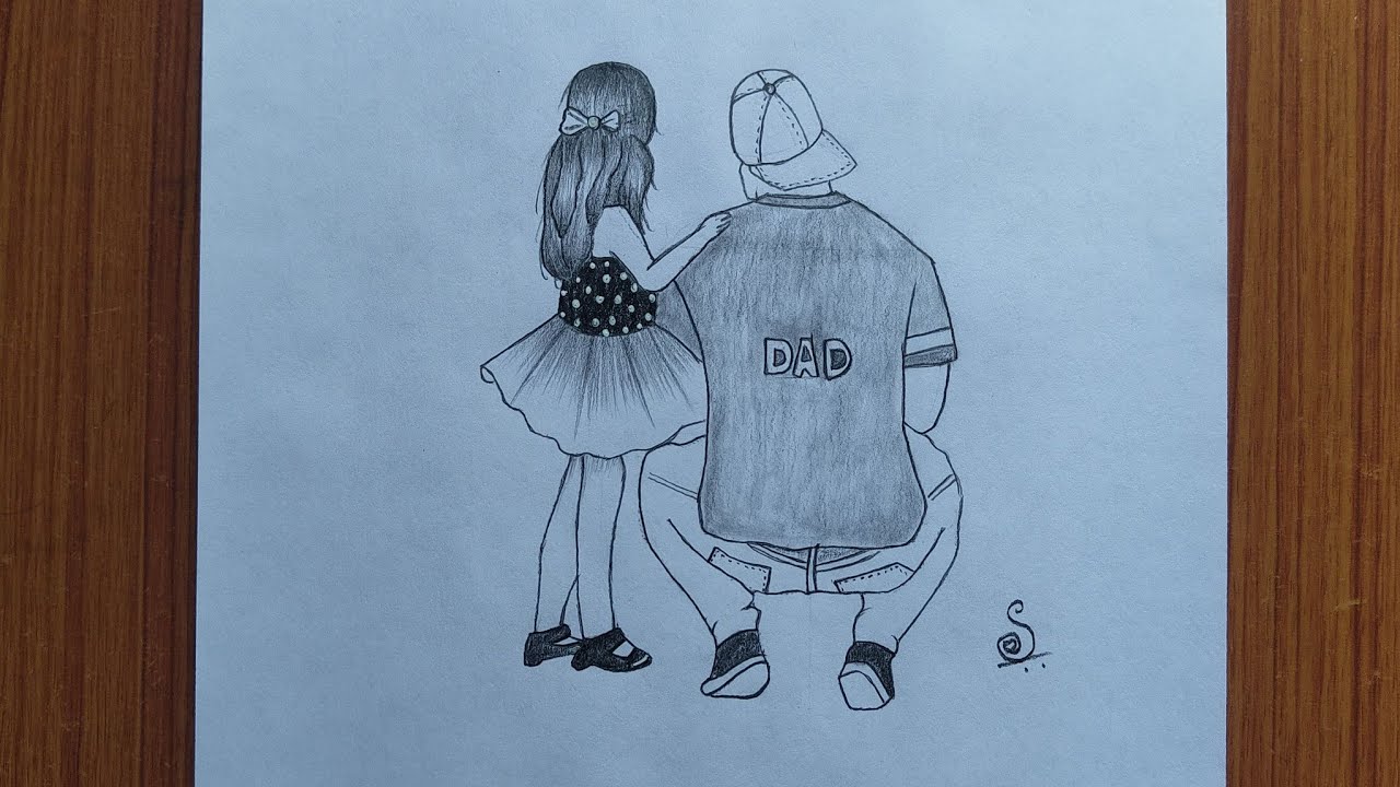How to draw a Father and Daughter || Pencil Sketch || Fathers day ...