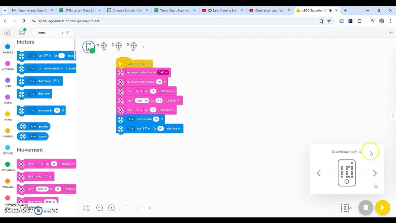 Downloading a Program into Spike Robot - YouTube