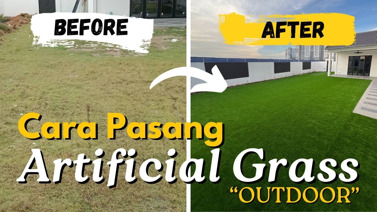 CARA PEMASANGAN RUMPUT TIRUAN OUTDOOR | STEP BY STEP - YouTube