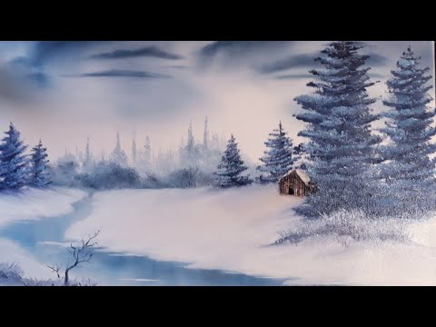 [ Démo] paysage d'hiver, enneigé avec rivière - Alla prima / Oil painting.