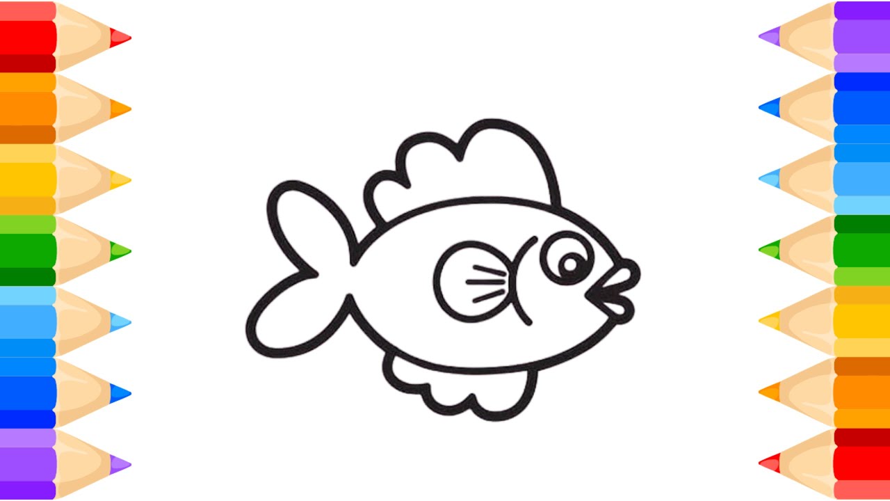 How To Draw Fish Drawing, Painting & Coloring For Kids and Toddlers ...