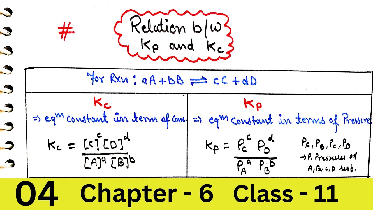 Equilibrium constant| Relation between Kp and Kc | Equilibrium - YouTube