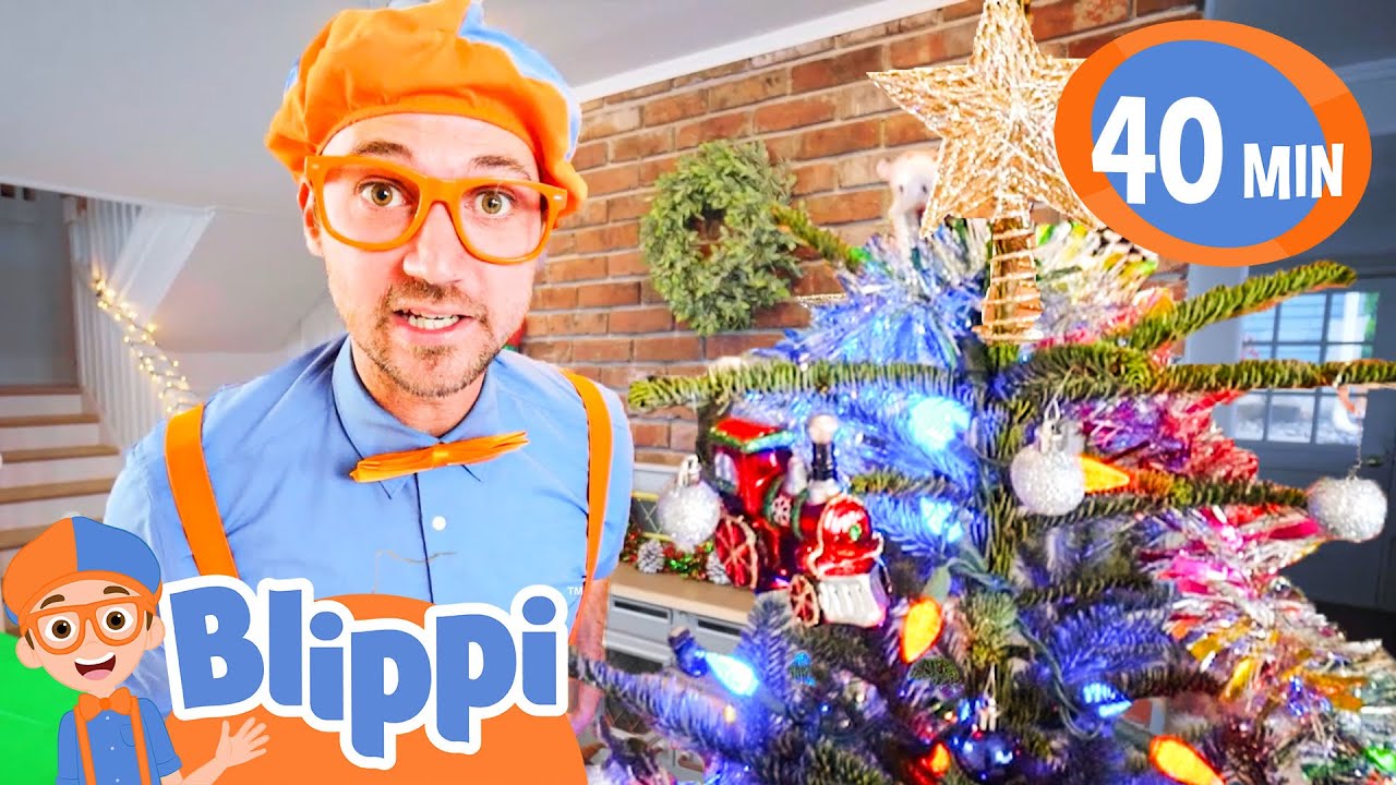 Blippi Decorates the Christmas Tree | Painting for Kids | Moonbug Kids ...