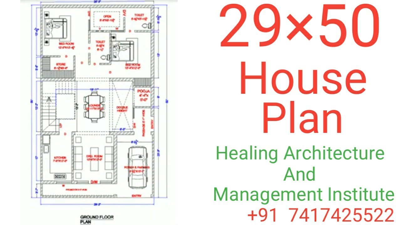29 x 50 House Floor Plan - YouTube