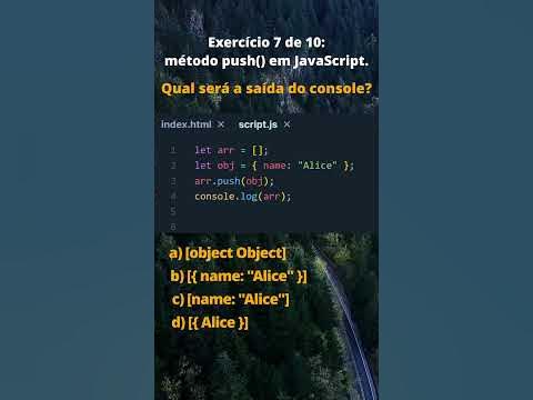Exercício 7 em javascript - Método push() #javascript #development #javascriptdeveloper - YouTube