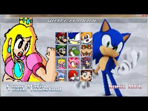 MUGEN MARIO AND PEACH VS SONIC AND AMY 2015 - YouTube