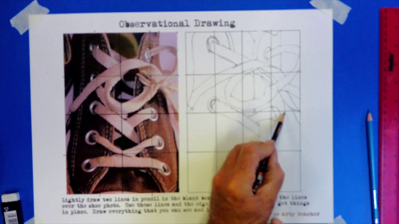 Observational drawing workshop using a drawing grid - YouTube