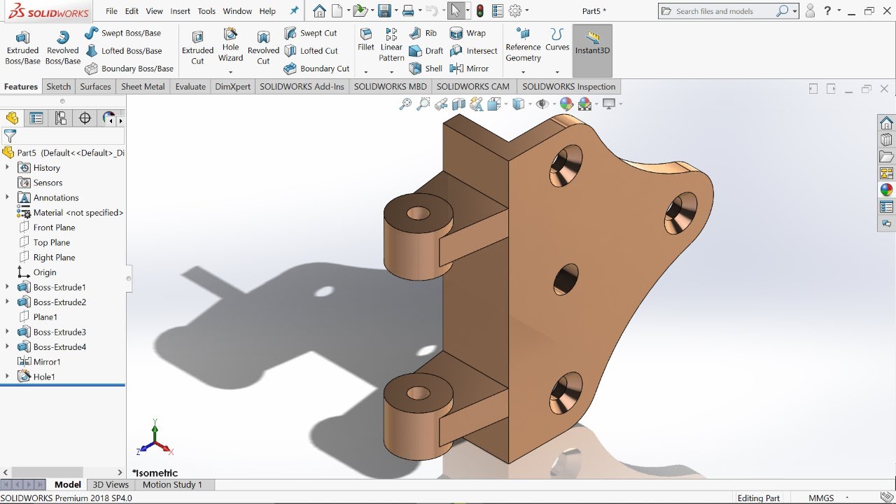 solidworks tutorial corner bracket part 82 - YouTube