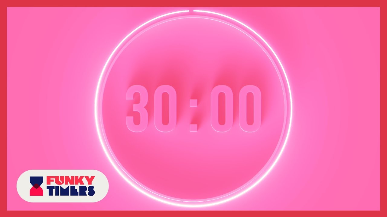 30 Minute Colourful Pink Countdown Timer | NO MUSIC | Minimal - YouTube