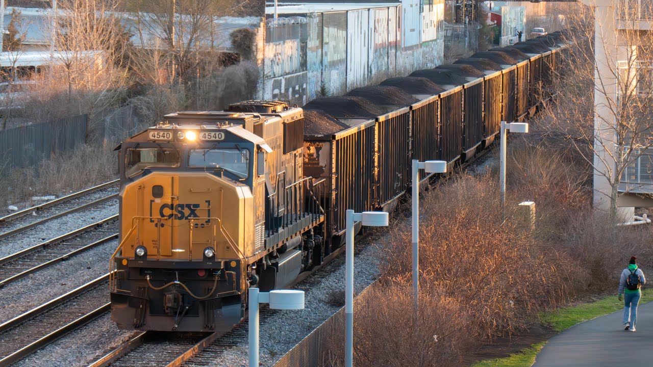 Rerouted CSX Coal Train C733 and Rare Daytime NS H86 at CP River - YouTube