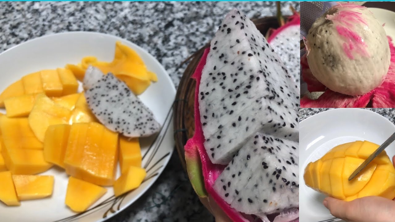 How to cut Mango and Dragon Fruit easy | tasty mango and Dragon fruits ...