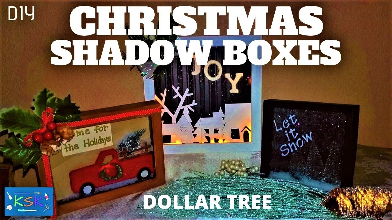 🎄DIY Dollar Tree CHRISTMAS Shadow Boxes 🍒 Holiday LIGHT UP 3D Shadow ...