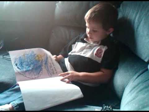 Jake "reading" his book - YouTube