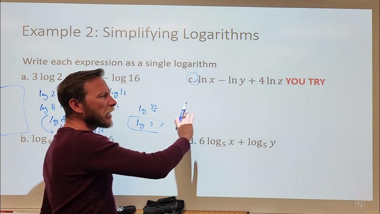Alg2 Lesson 6-5: Properties of Logarithms - YouTube