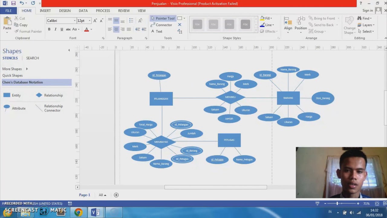 Membuat ERD CDM PDM DFD toko bangunan - YouTube