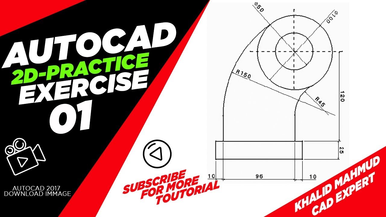 AutocAD 2D Practice Drawing / Exercise 1 - YouTube