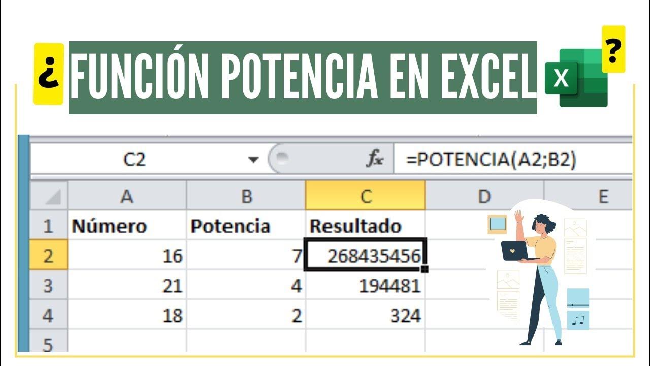 FUNCIÒN POTENCIA EN EXCEL. - YouTube