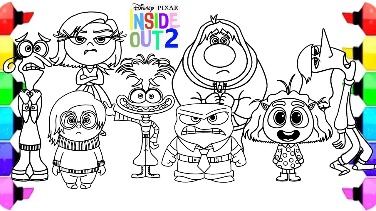 Inside Out 2 Coloring Pages / Coloring Anxiety Envy Anger Disgust ...
