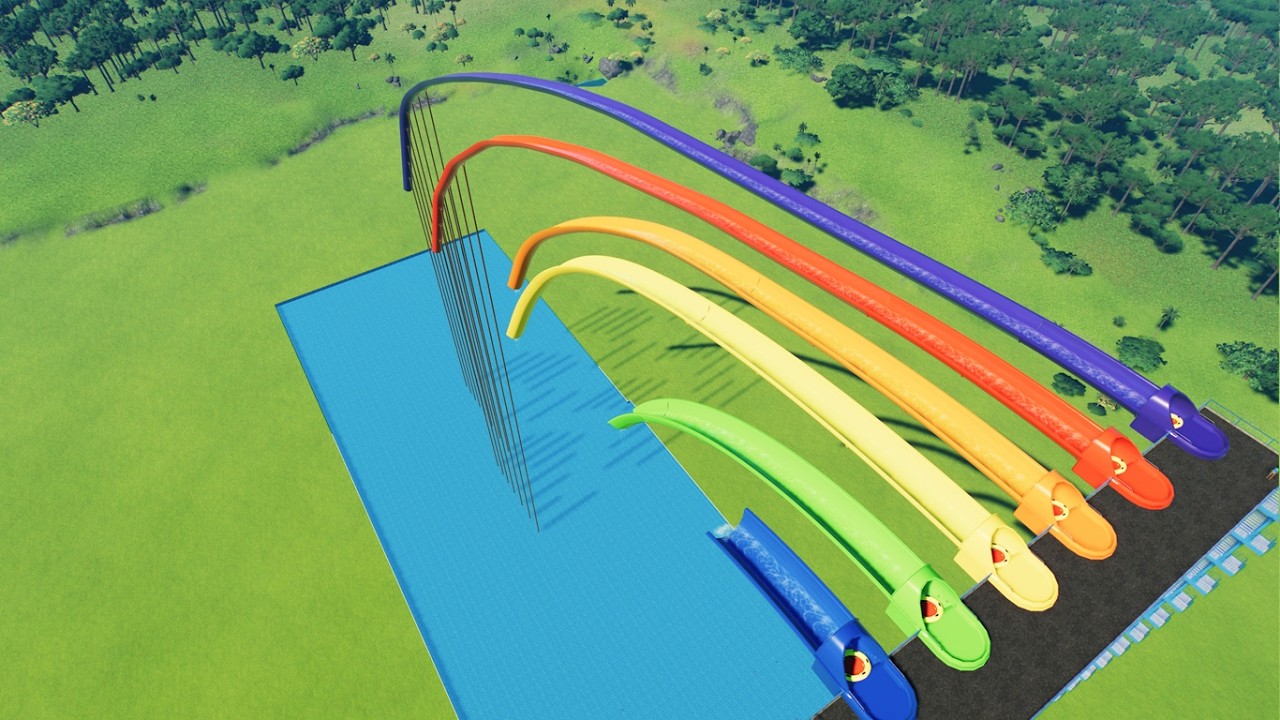 20 FT vs 2000 FT Length of 1/4 Circle Raft Flume Water Slide (Planet ...
