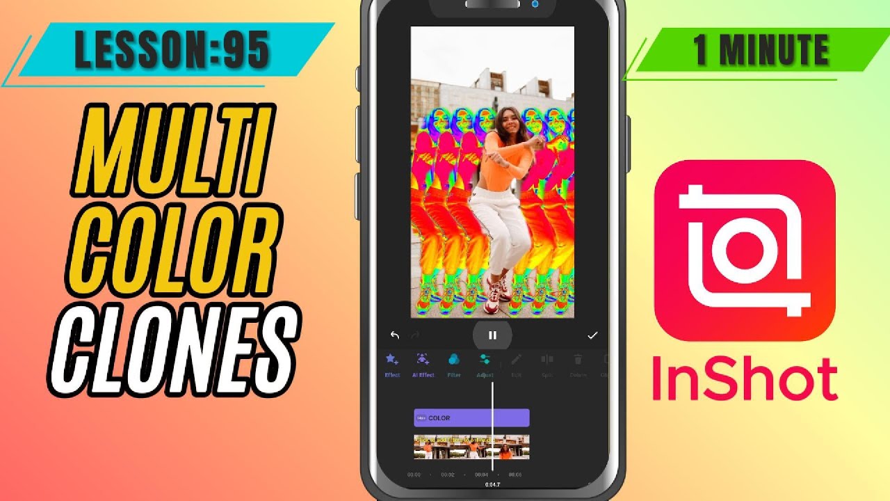 How to Create Multi Color Clones Effect in InShot - Lesson 95 InShot Mobile Video Editing ...