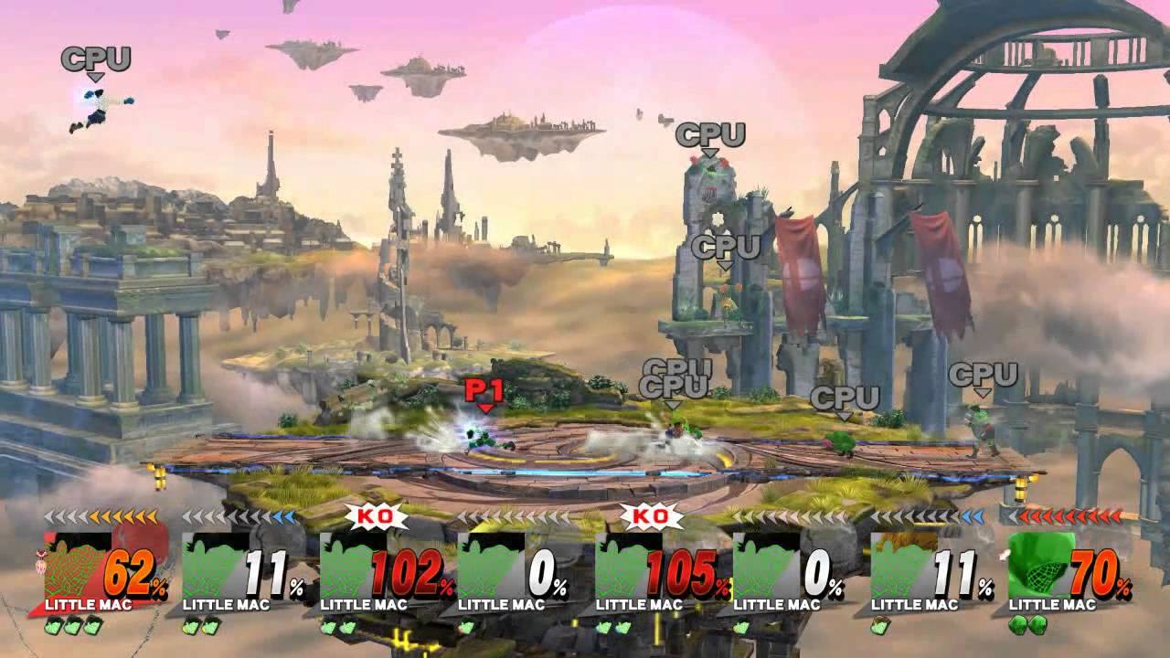 SSB4 - Battlefield - 8 Player Smash - Stock - Omega Mode - Little Mac ...