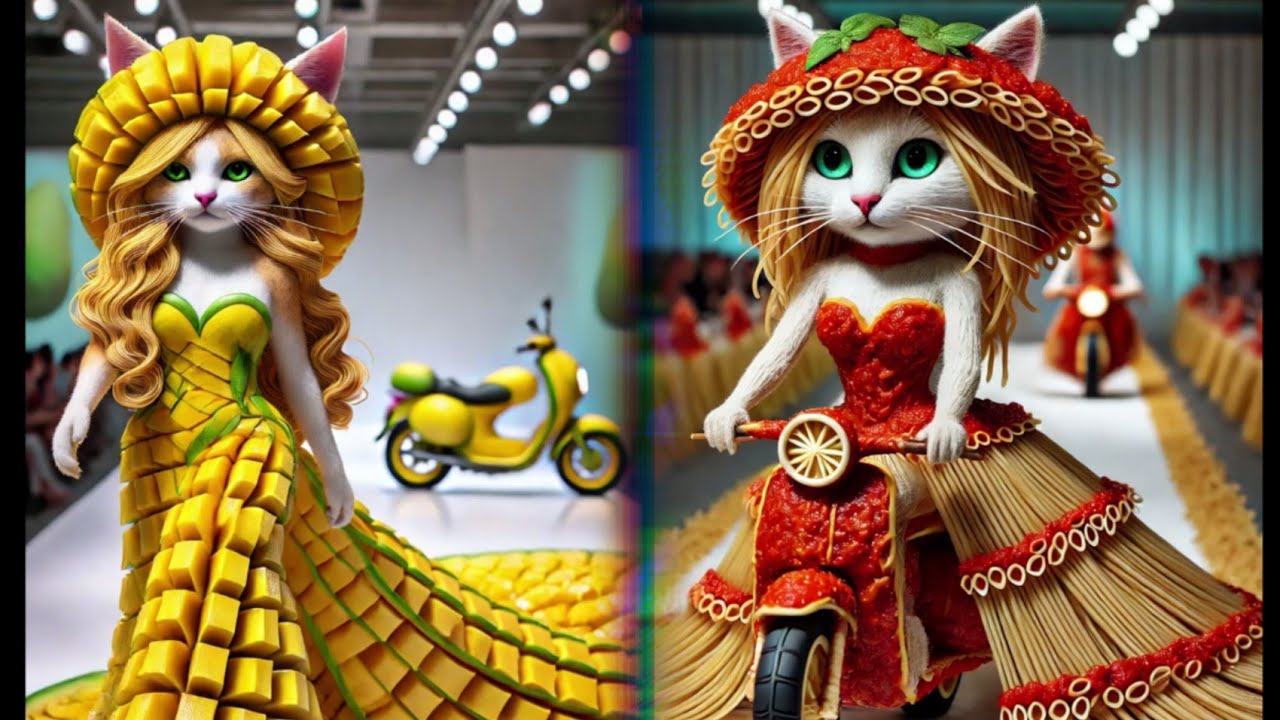 cat fashion show modelling - YouTube