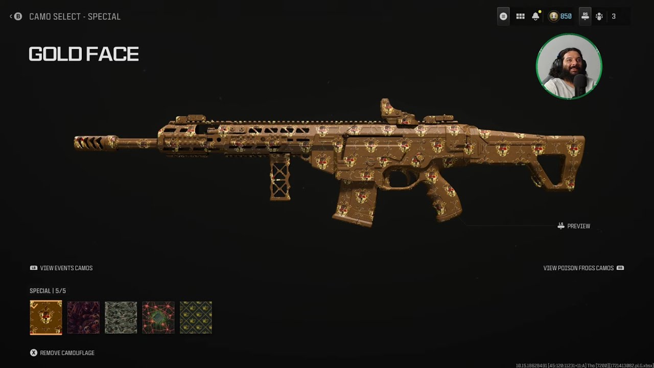 League Loot: Universal Camo 'Gold Face' | Call of Duty Modern Warfare ...