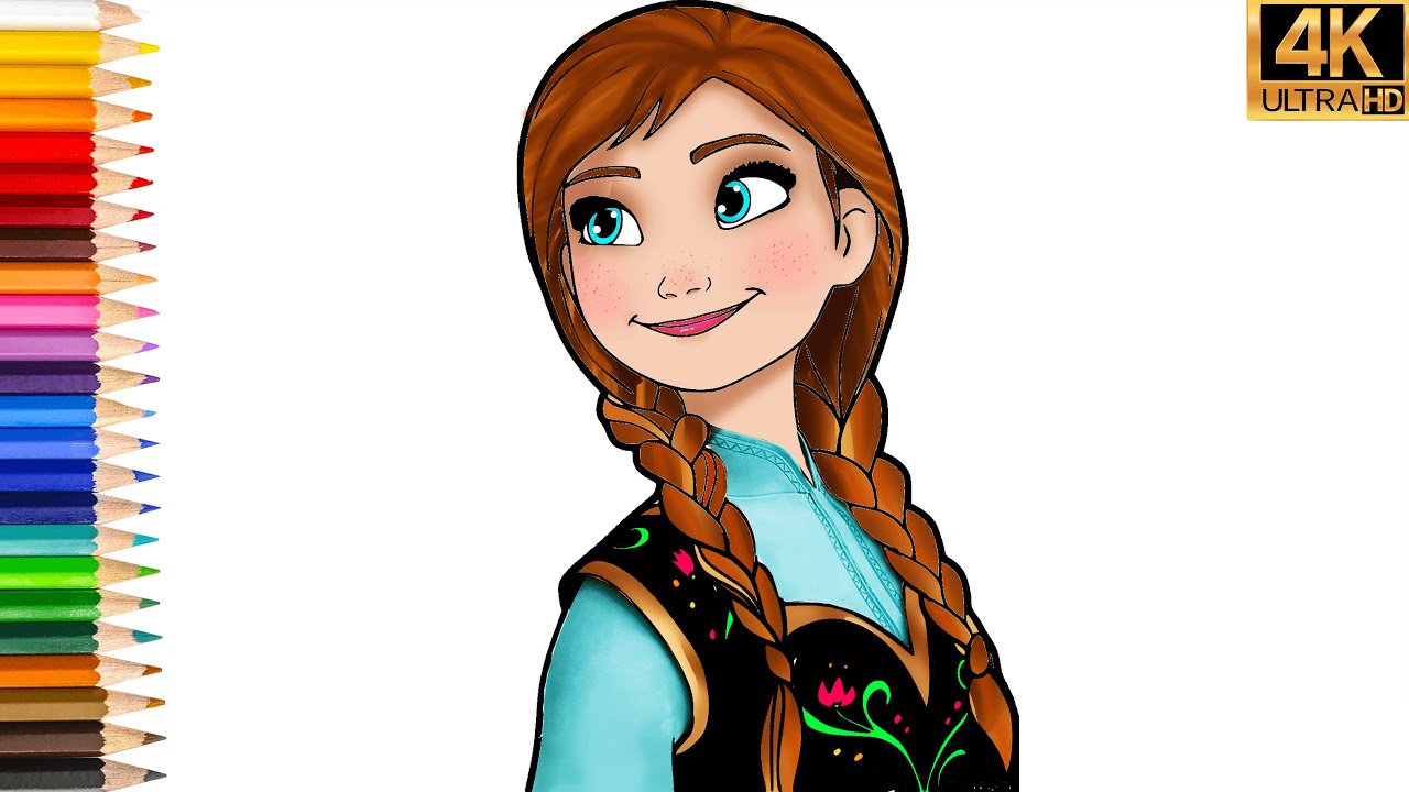FROZEN ANNA RESMİ ÇİZİMİ ️ KARLAR ÜLKESİ ANNA NASIL ÇİZİLİR KOLAY 😍 ...