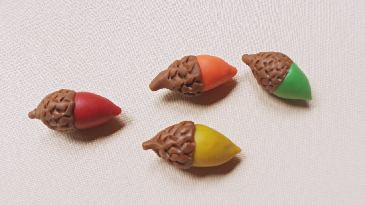 Polymer CLAY Tutorial How To Make ACORN | Clay DIY - YouTube