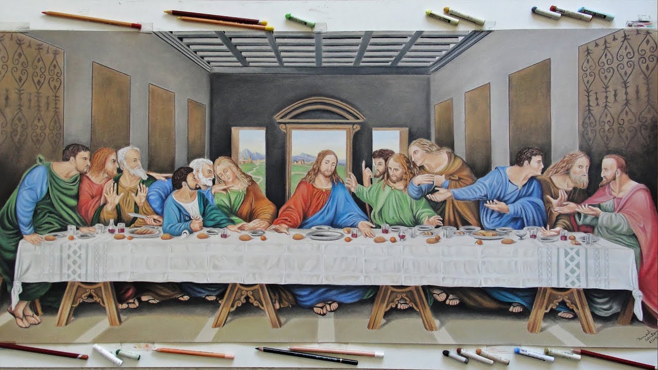 Desenhando A Santa Ceia - Soft pastel - Speed Drawing - YouTube