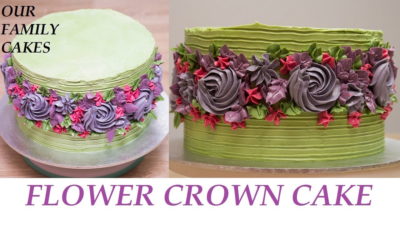 Flower crown cake # Buttercream roses # Family cake decorating # - YouTube