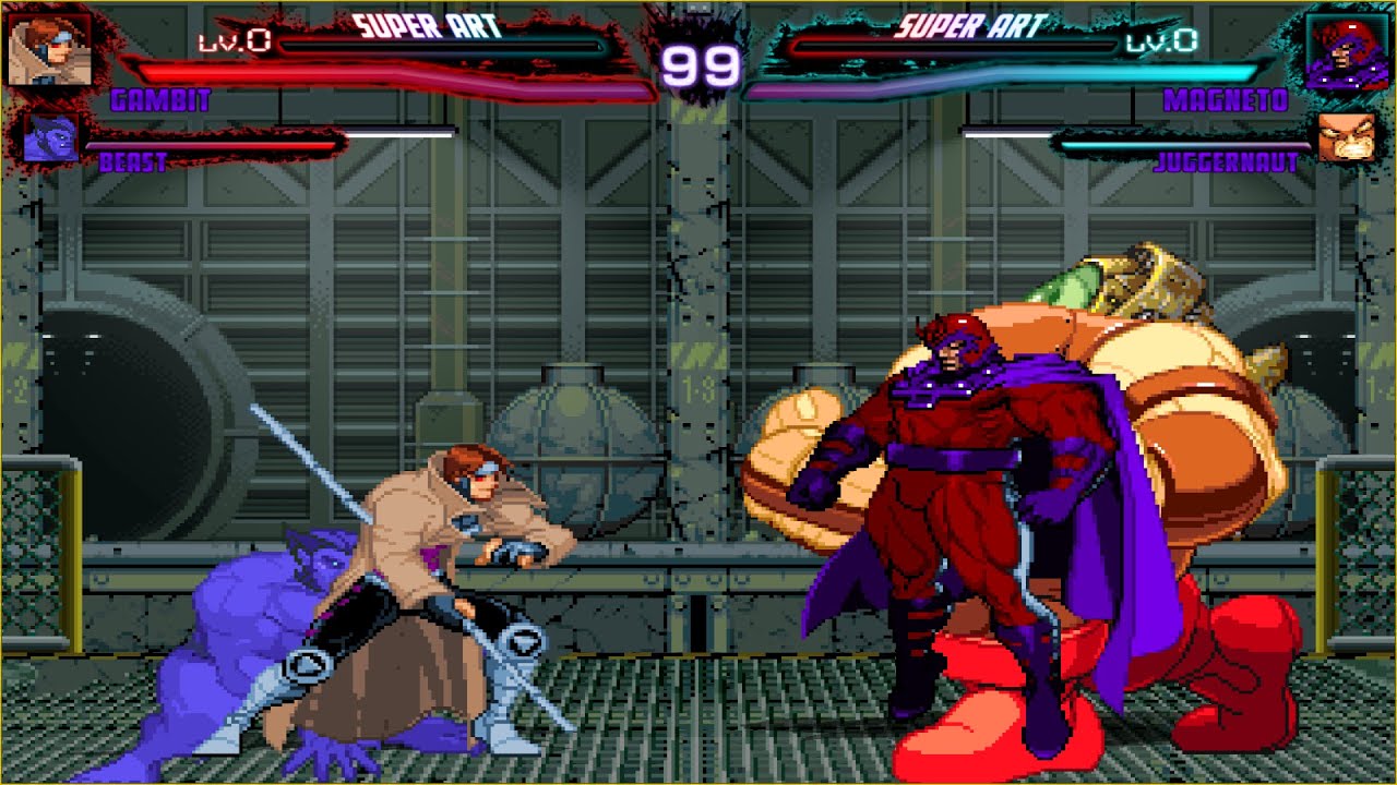 Mugen: Gambit/Beast vs Magneto/Juggernaut - YouTube