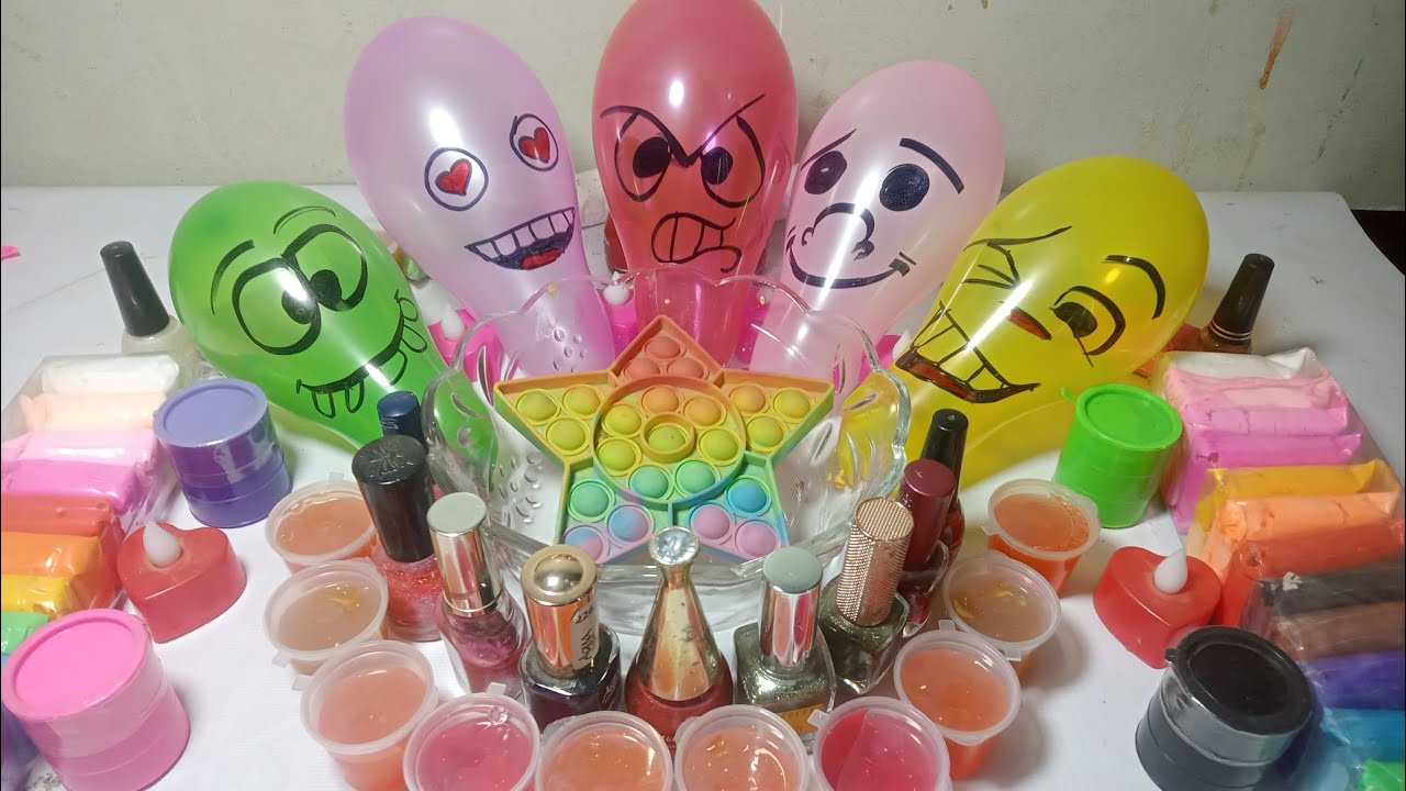 Making Glossy Slime With Funny Faces Balloons | Satisfying Slime Videos ...