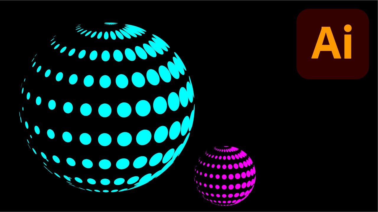 How to create Spherical Shape in Illustrator | Circle with dots in Illustrator -Dotted sphere ...