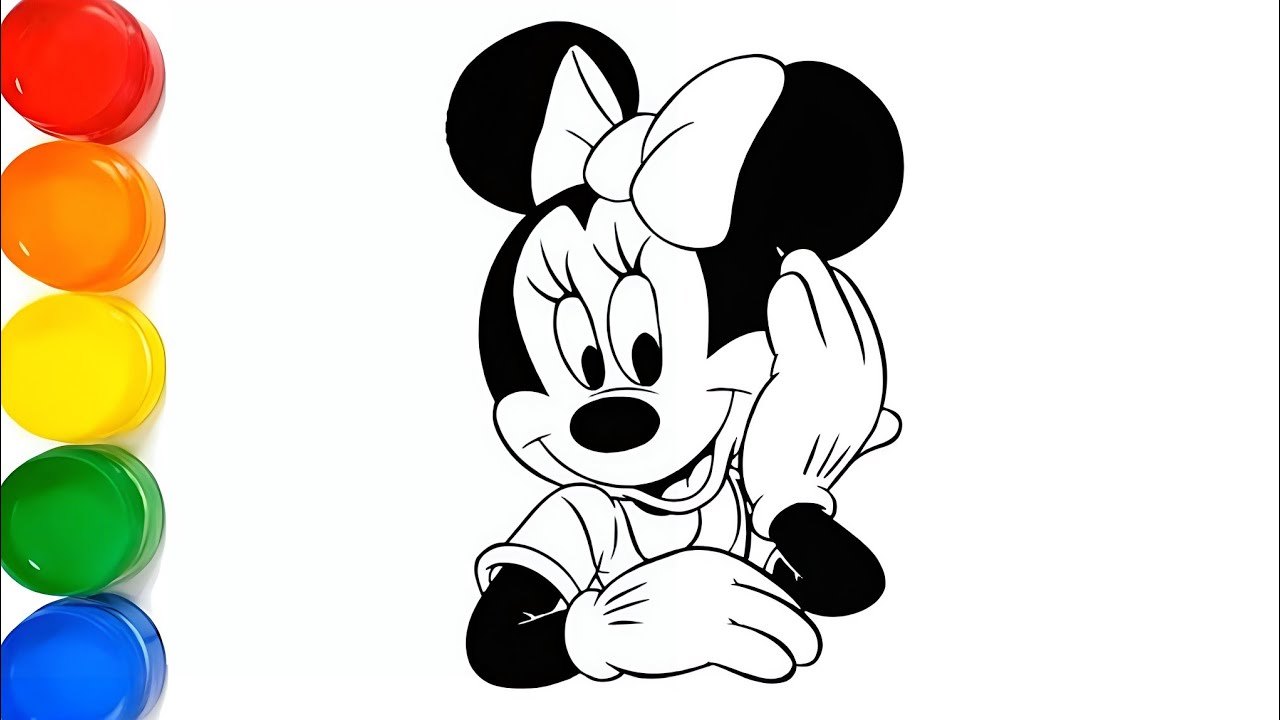 How to Colour Minnie Mouse Easy with Colour | Disney Minnie Mouse ...