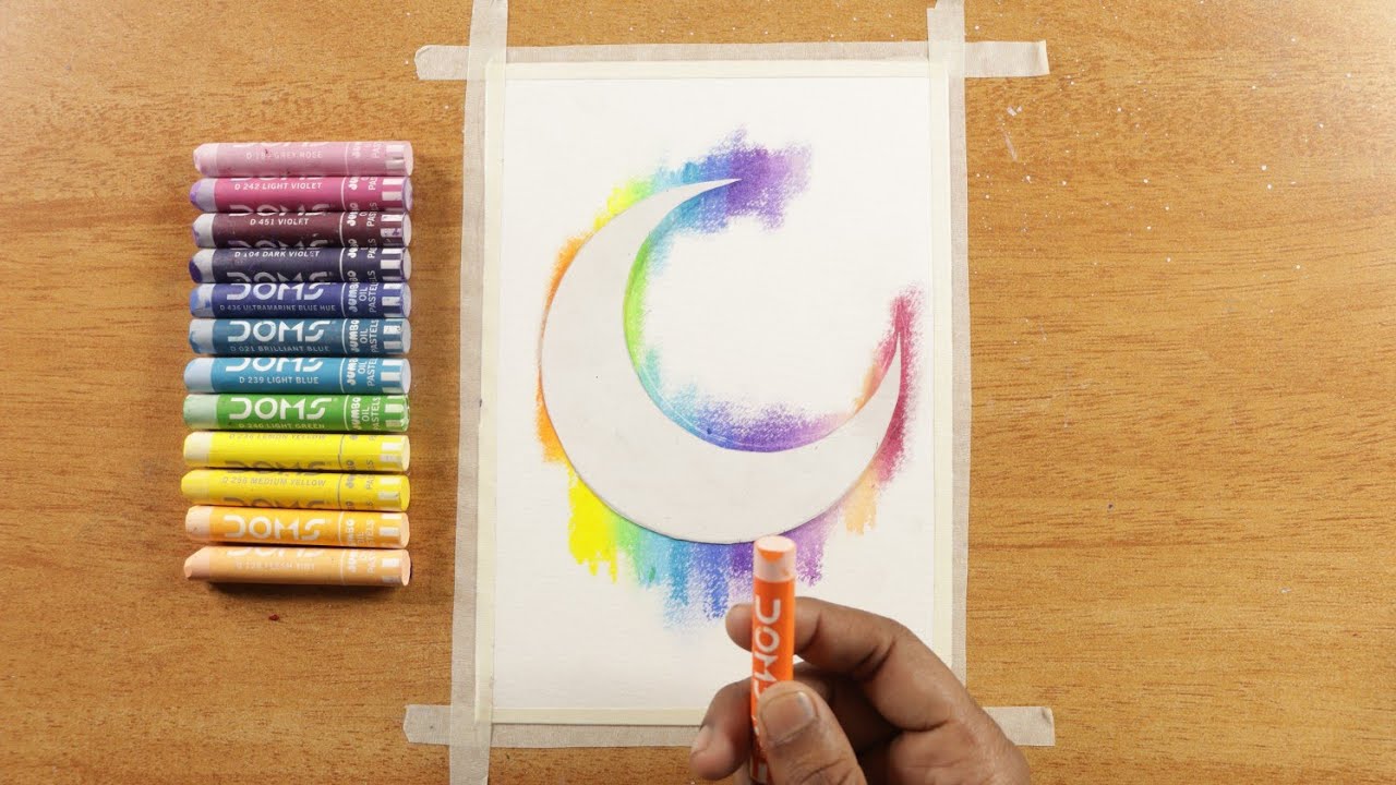 Magical Moon drawing with oil pastels - step by step oil pastel drawing ...