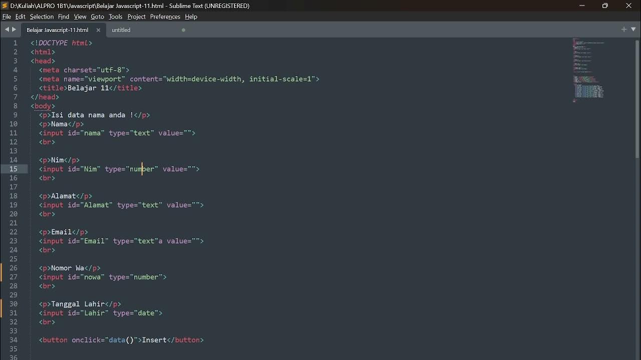 Tugas Alpro input dan output menggunakan javascript - YouTube