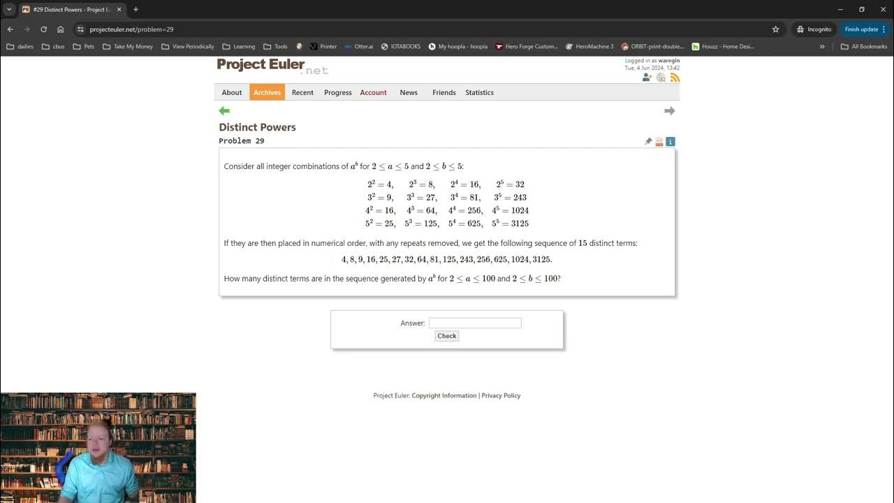 Project Euler Problem 29: Distinct Powers - YouTube