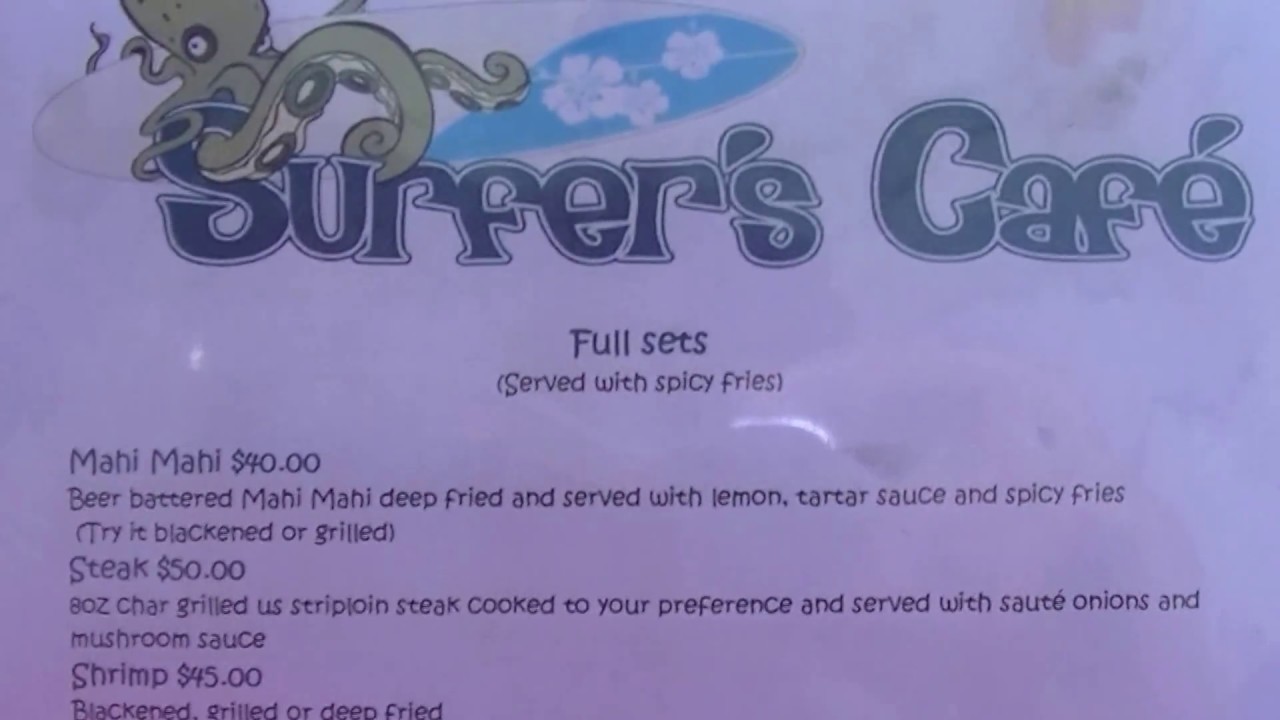 Surfer Cafe Menu Barbados Christ Church Oistins - YouTube