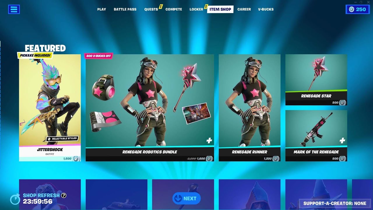 Fortnite Item Shop Today RENEGADE STAR PICKAXE is back! - YouTube